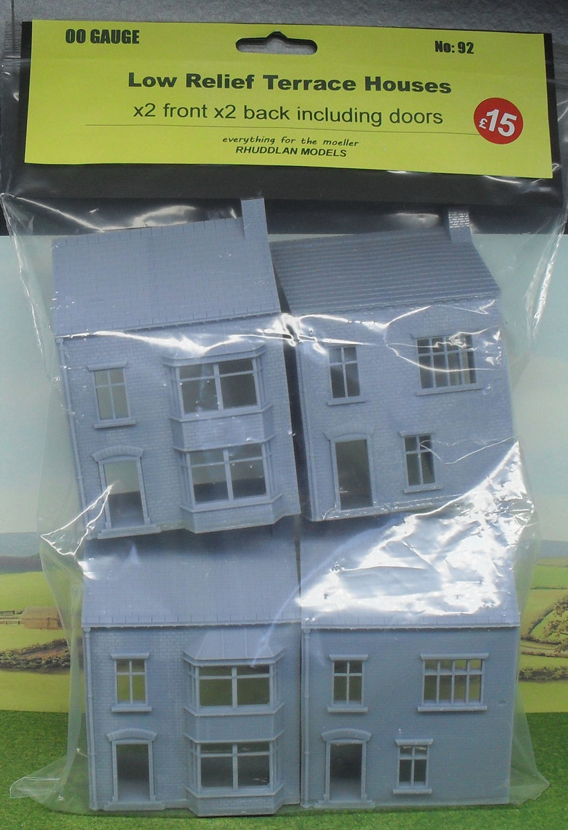 NEW NO.92 OO Gauge Low relief terrace houses x2 front & back doors inc ...